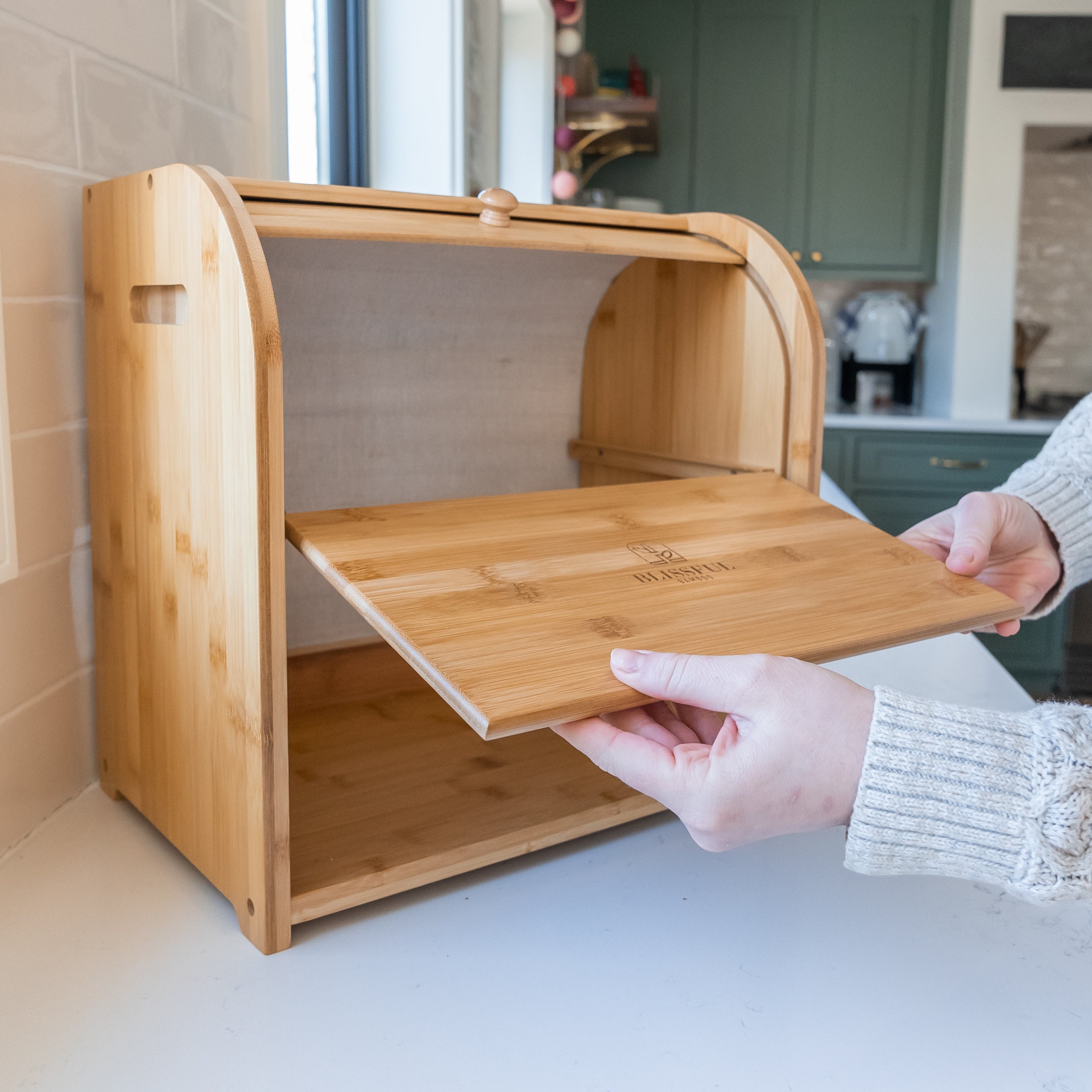 Bamboo Bread Box, Bread Box for Kitchen Counter Top, Bread Storage Bin ...