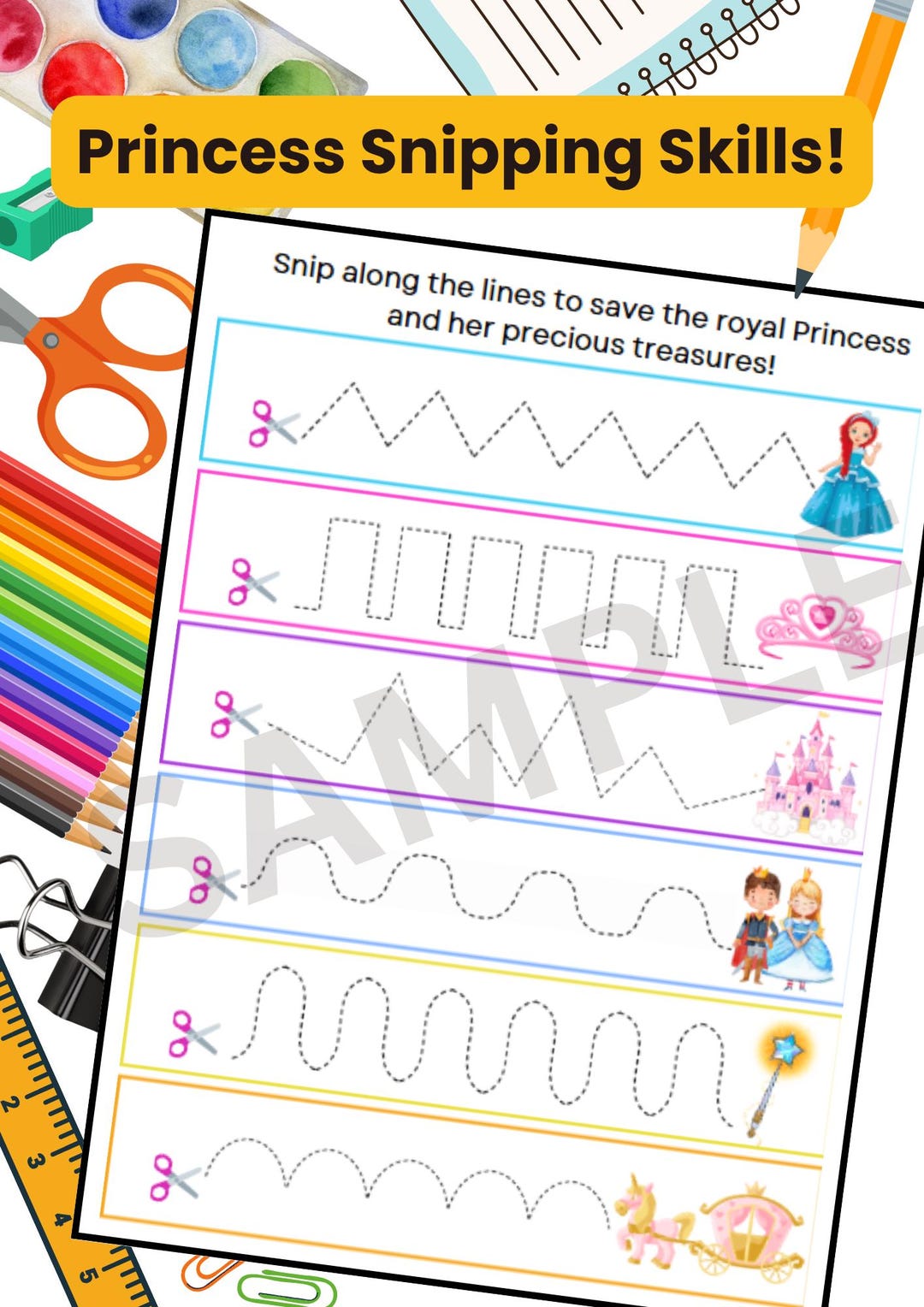 Princess Cutting Practice Worksheet | Scissor Skills Activity | Fine ...