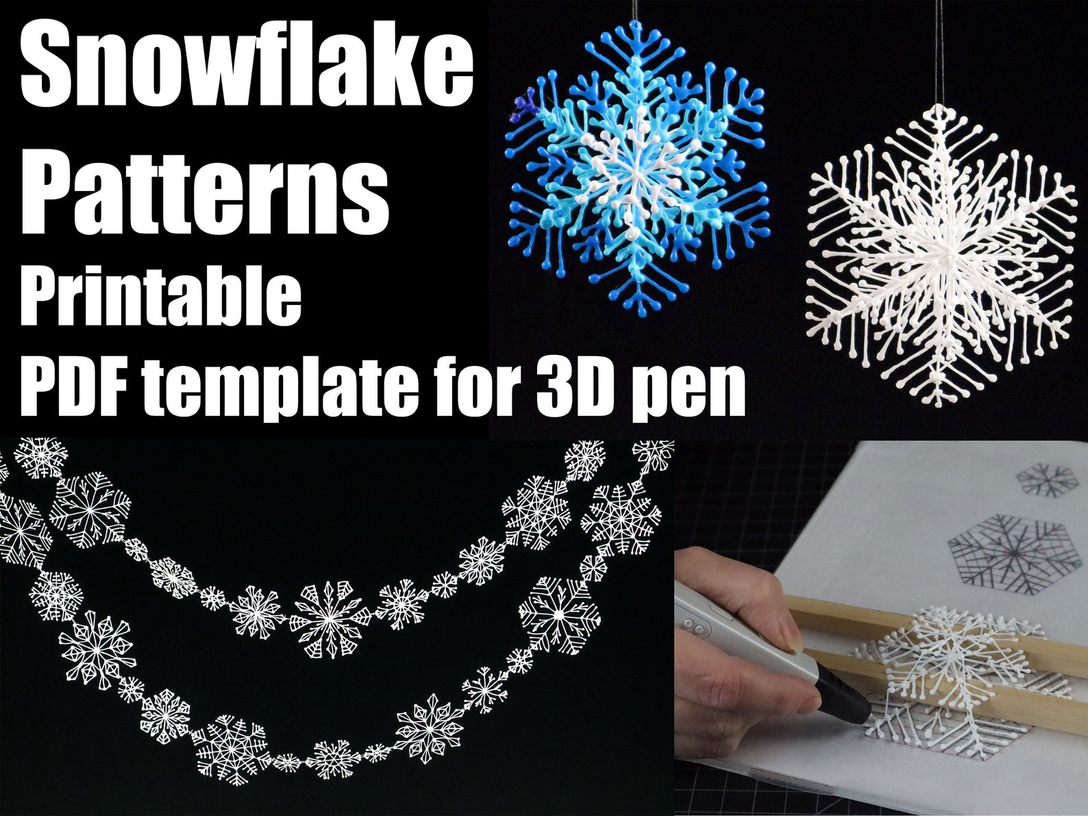 Snowflake Patterns - Printable Pdf Templates for 3d Pen - Etsy