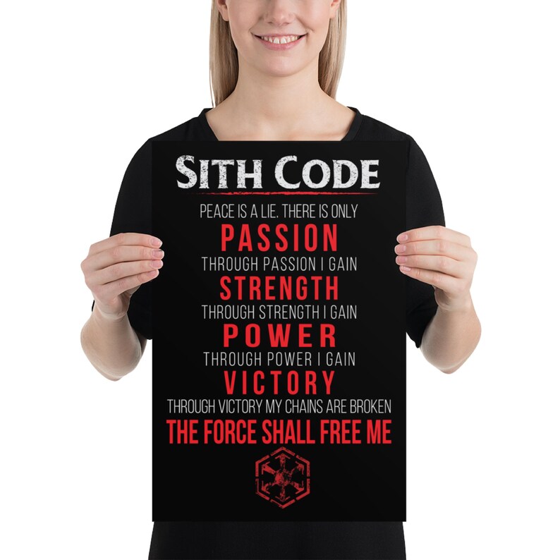 Sith Code Poster | Dark Side, Star Wars Art (12x18) - Etsy