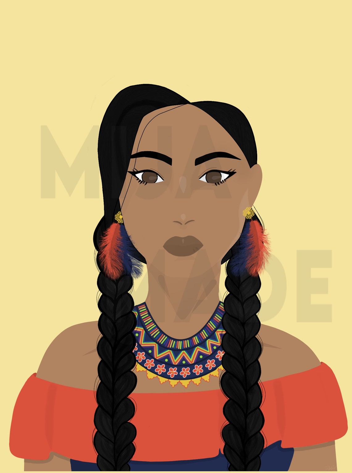 La Indígena- Indigenous Woman Digitally Created Art Print Latina ...