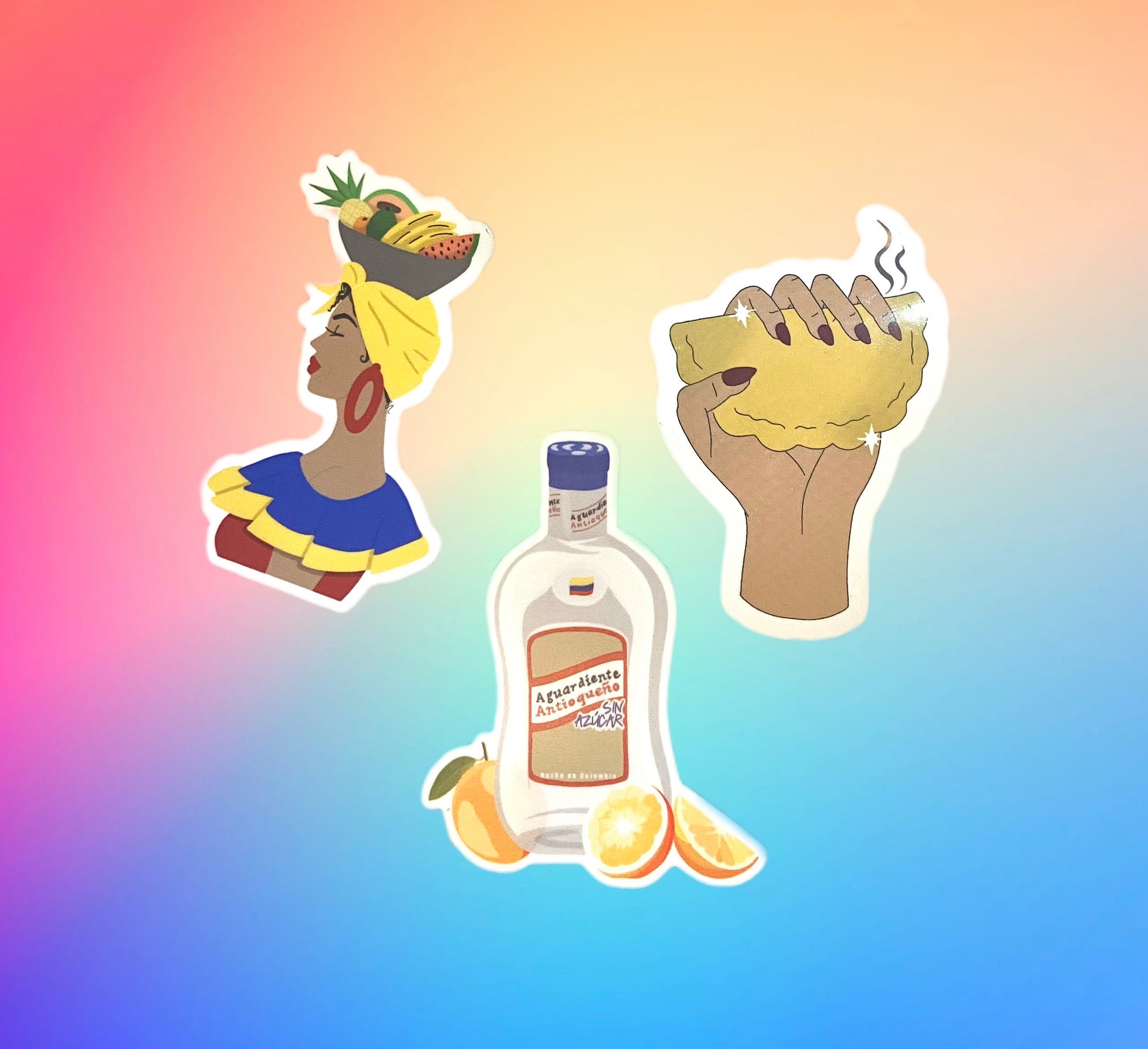 Colombian Culture Bundle Stickers- Aguardiente Palenquera and Empanada ...