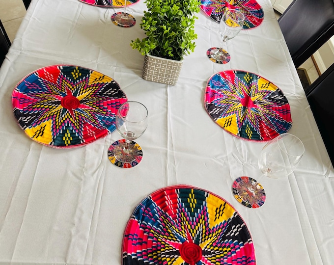 Habesha Sefet/sefed Round Linen Placemats Darker Colors Pack of 6 With ...