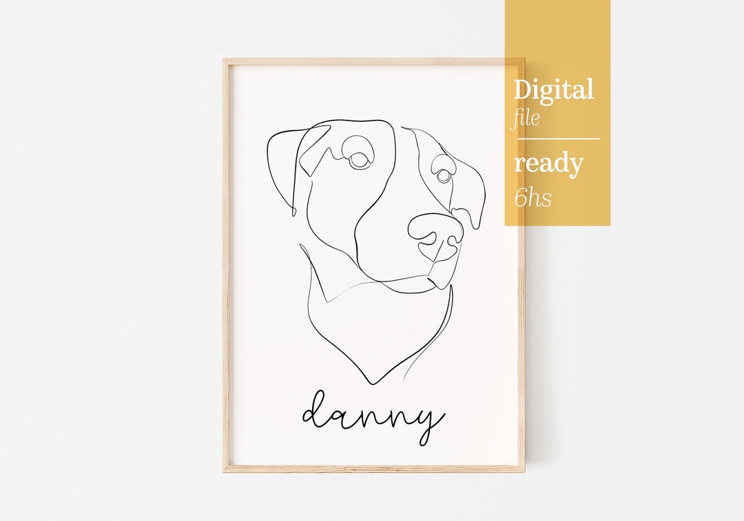 Dog Line Art, Pet Line Drawing, Custom Line Art, Single Line Drawing ...