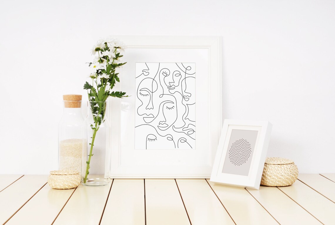 One Line Art Print, DIGITAL DOWNLOAD, Single Line Drawing, Printable ...