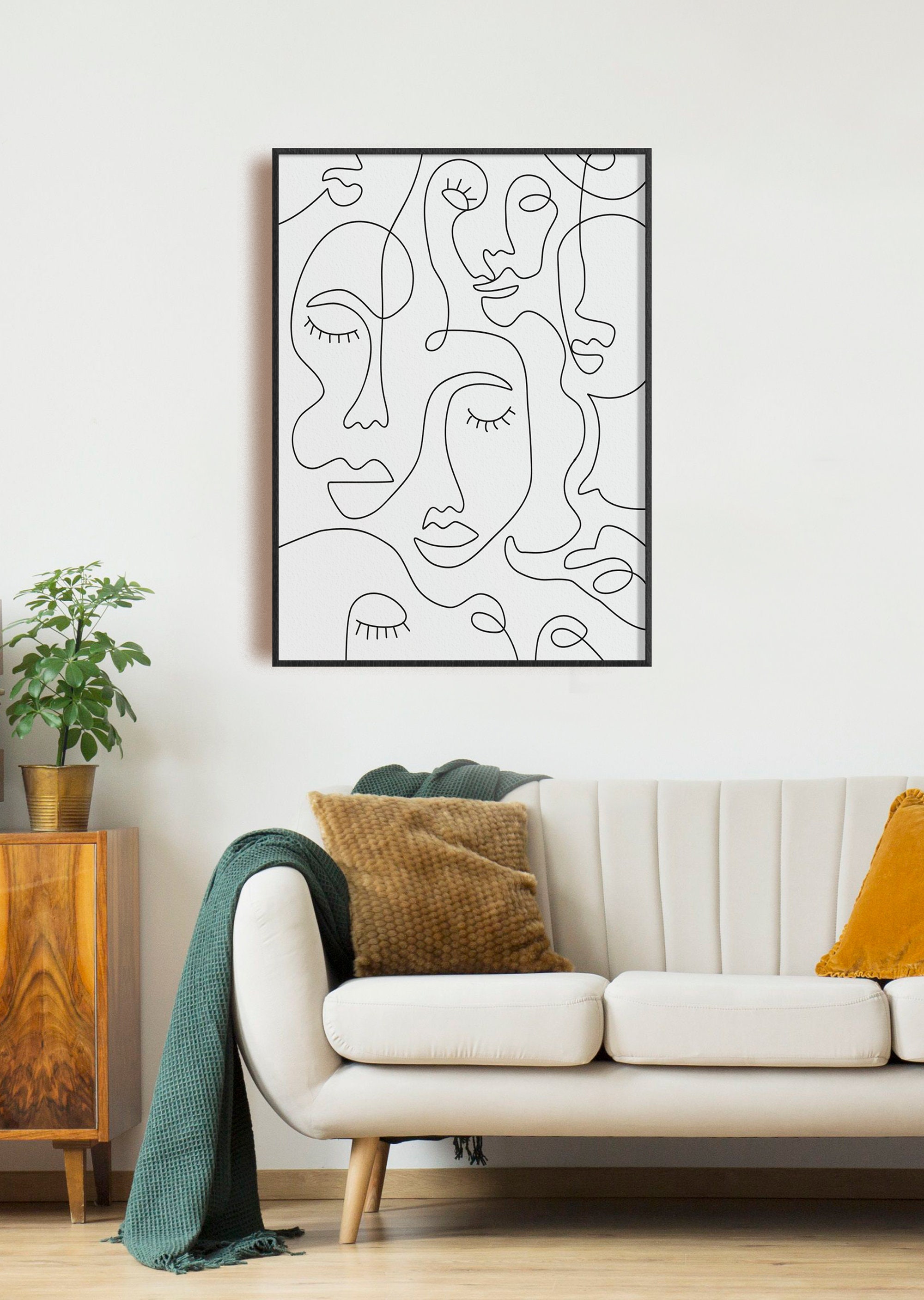 One Line Art Print, DIGITAL DOWNLOAD, Single Line Drawing, Printable ...