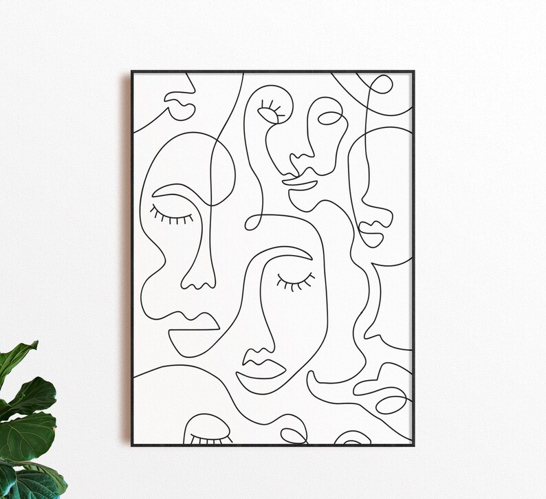 One Line Art Print, DIGITAL DOWNLOAD, Single Line Drawing, Printable ...