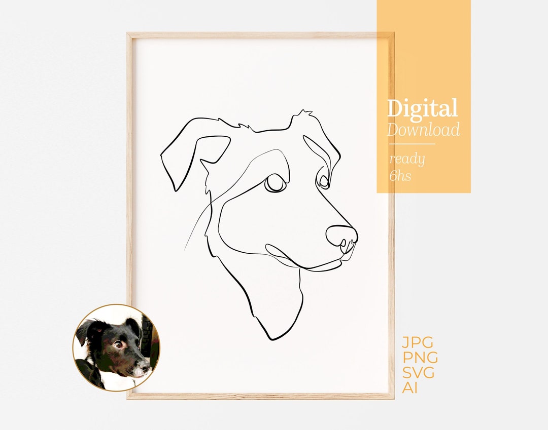 Custom Dog Drawing, Dog Line Art, Pet Line Drawing, Custom Line Drawing ...