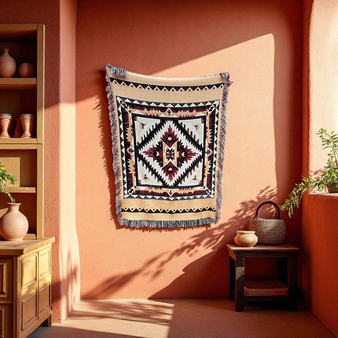 Cherokee Diamond Woven Blanket: Native American Inspired Home Decor - Etsy