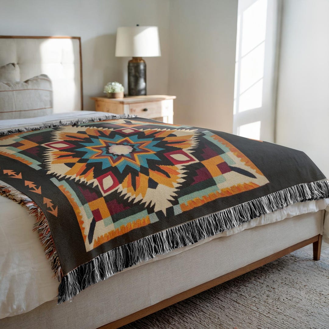 Sioux Morning Star Woven Blanket: Native American Heritage Throw - Etsy