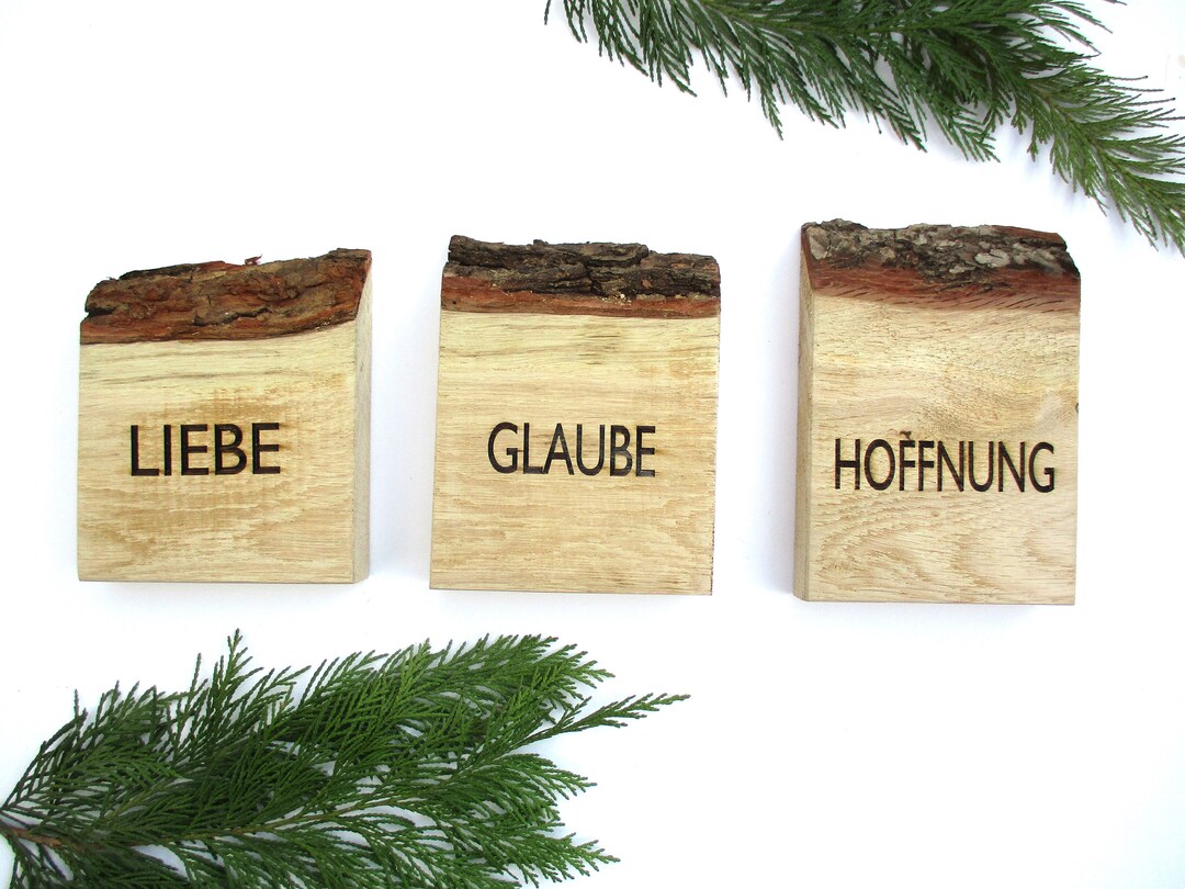 Love Faith Hope, Unique, Oak Wood, Minimalist, Christmas Decoration ...