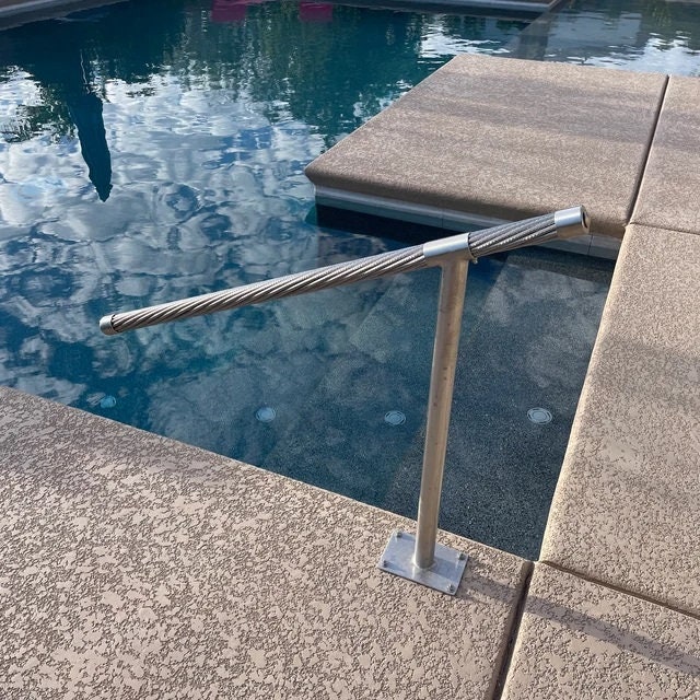 316 Stainless Steel Pool Handrail – Modern Single-post Sculptural Pool ...