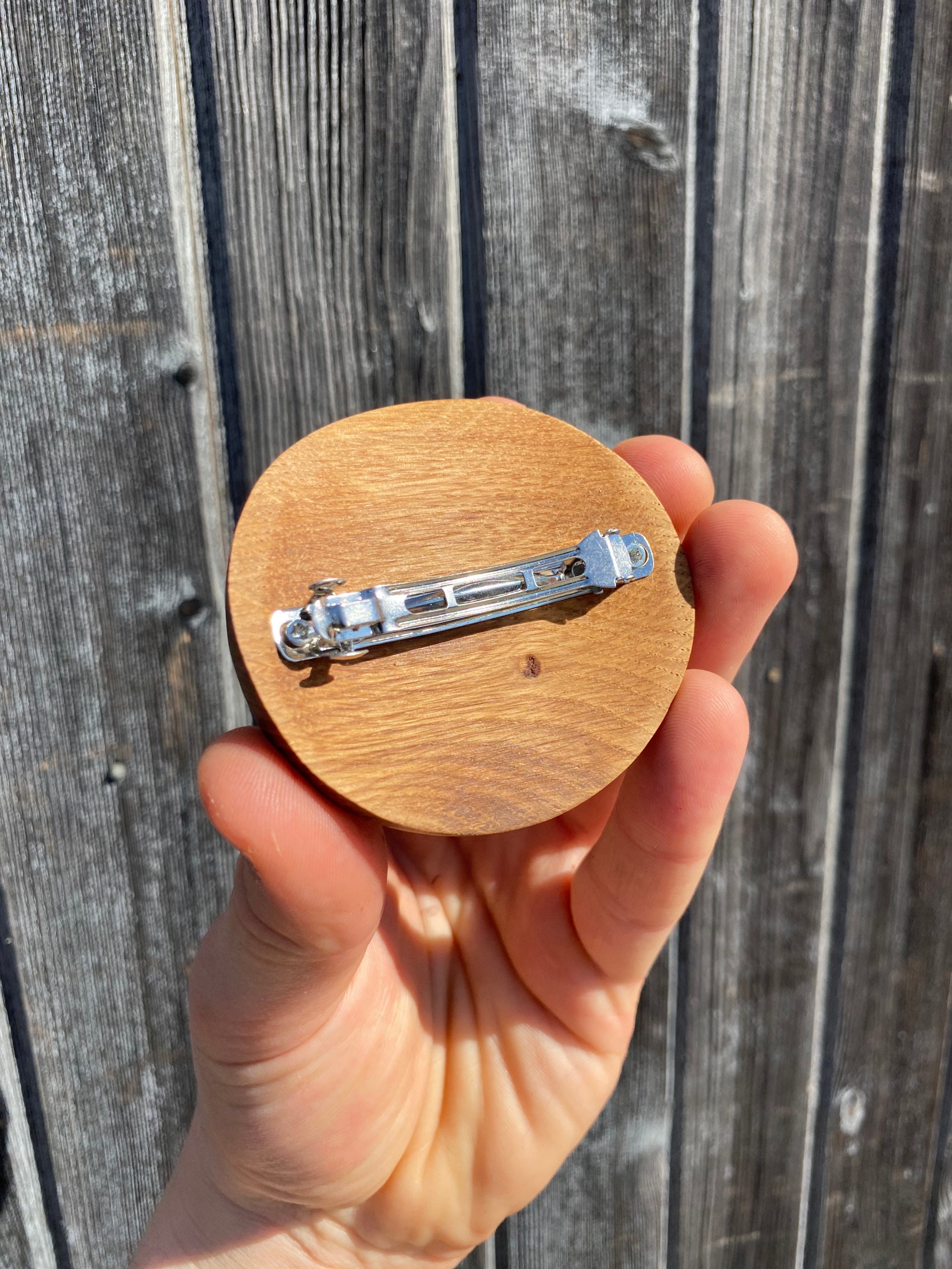 Oak Wood Round Hair Clip. Full Moon Hair Barrette. - Etsy
