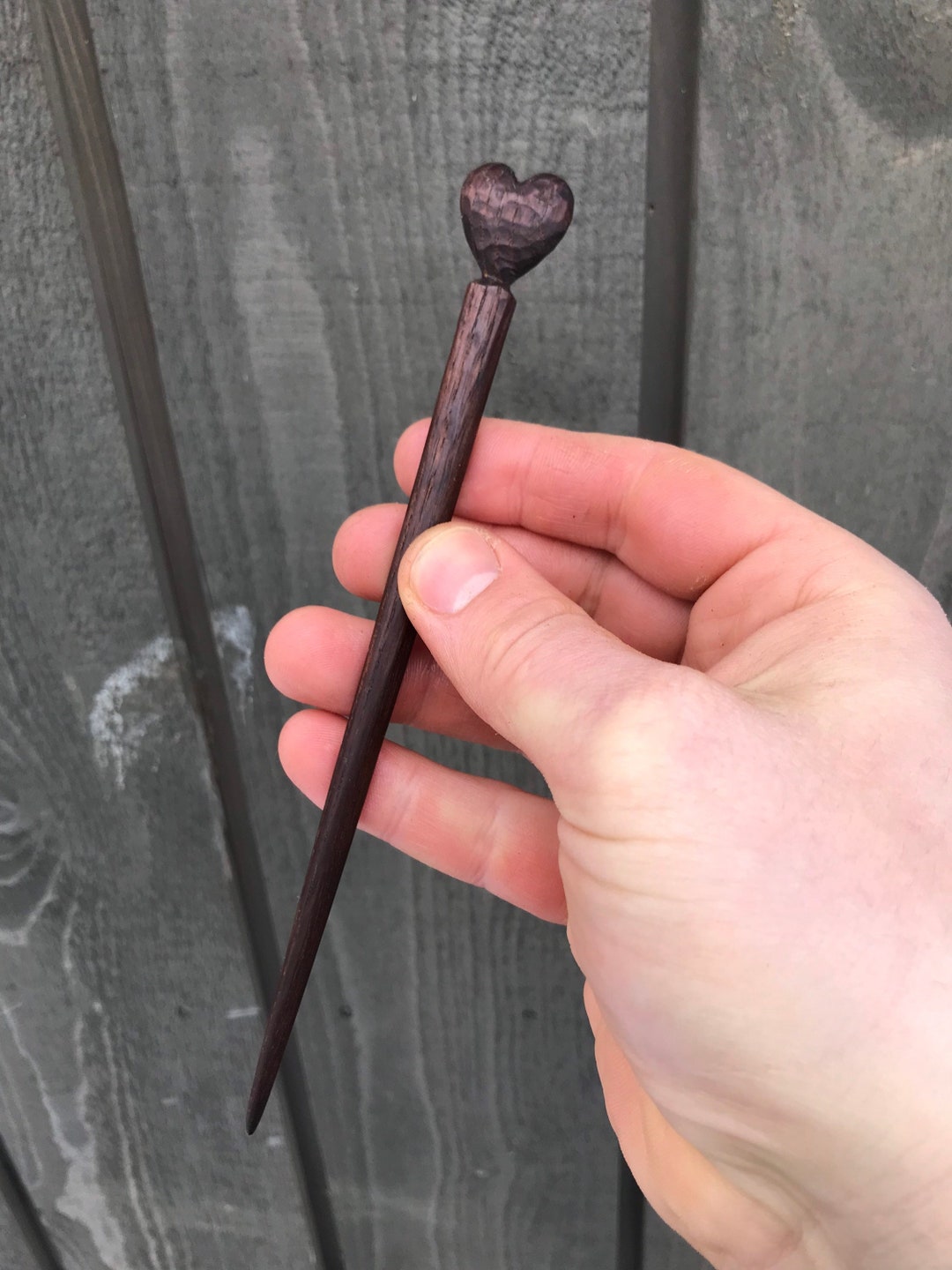 Wooden Heart Hair Pin. Handcarved Thermo Alder Wood Heart Shaped ...