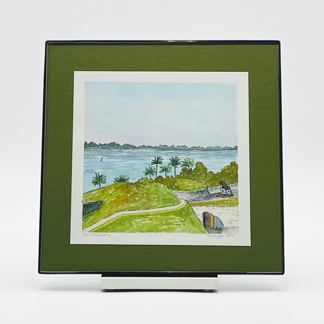 Original Fort Moultrie Watercolor Painting: Sullivans Island Coastal ...