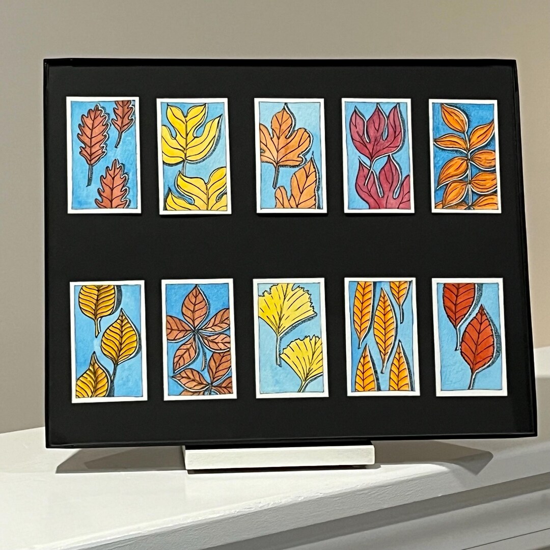 Mini Autumn Leaves Watercolor Set - Original Fall Foliage Art - Tiny ...