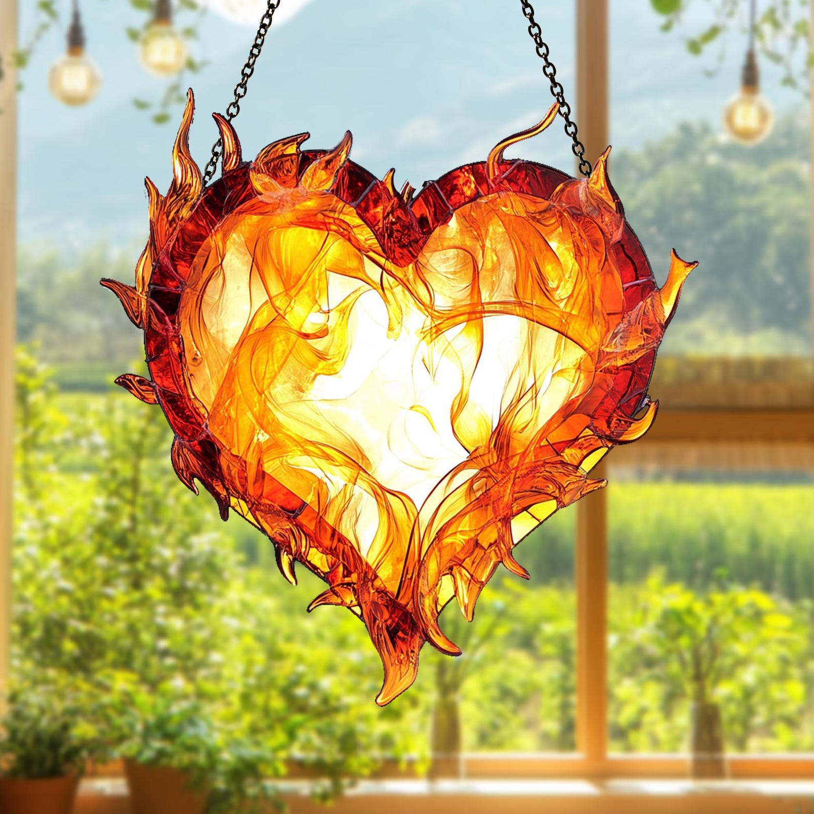 Fire Heart Acrylic Suncatcher: Bookish Fantasy Window Decor - Etsy