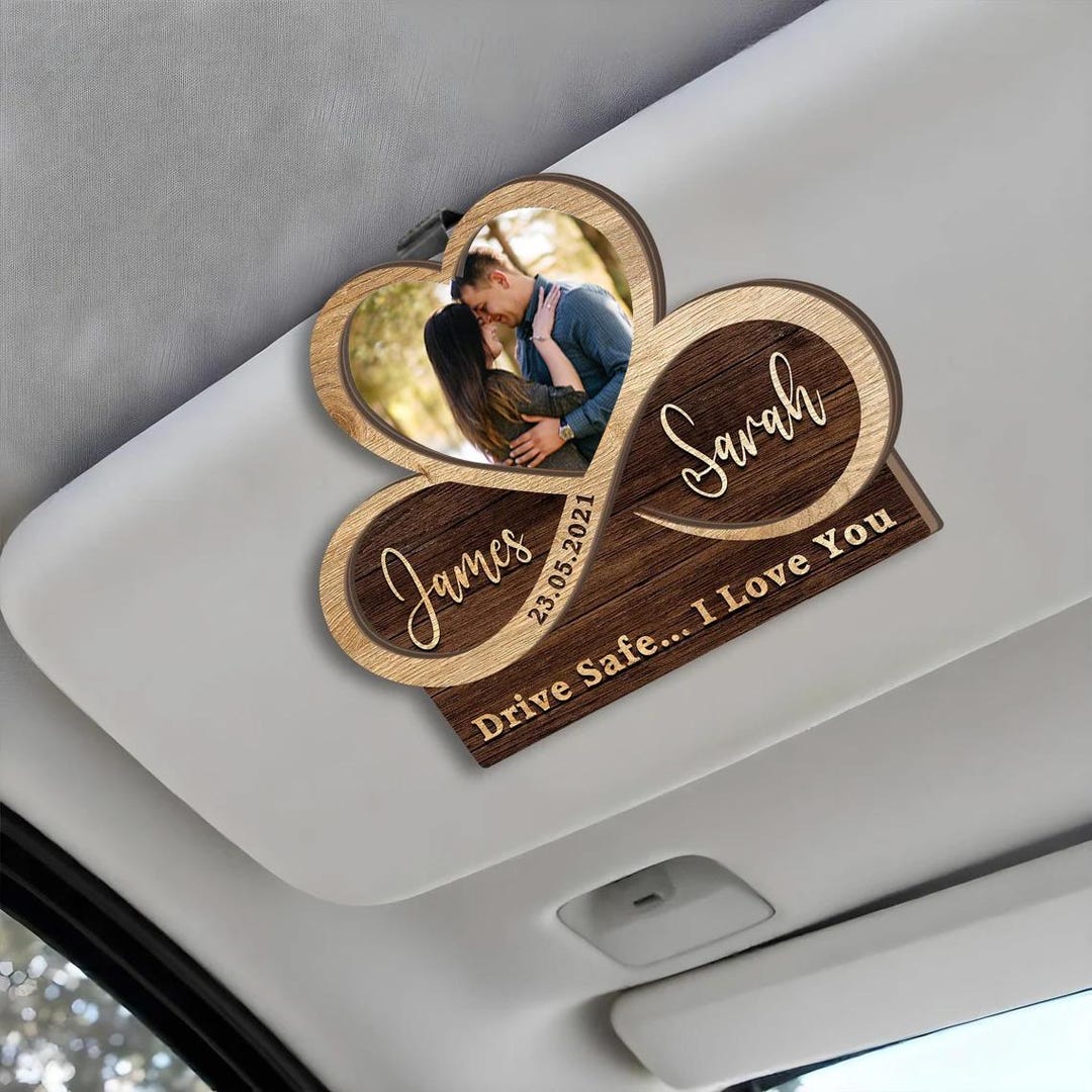 Custom Photo Car Visor Clip: Wooden Personalized Car Accessory - Etsy