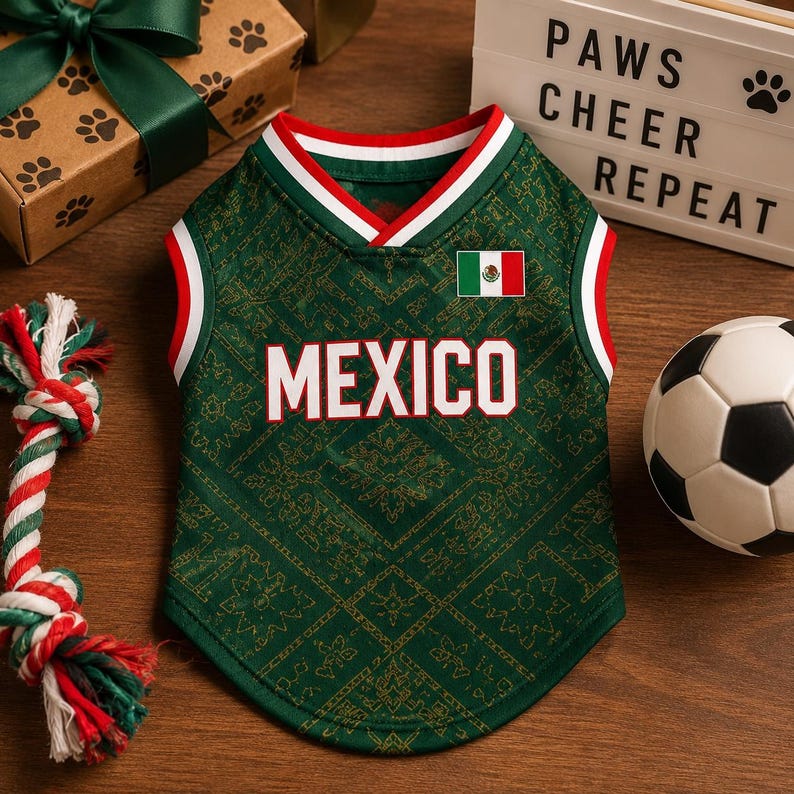 Personalized Mexico Pet Soccer Jersey, Custom Dog Cat Football Shirt ...