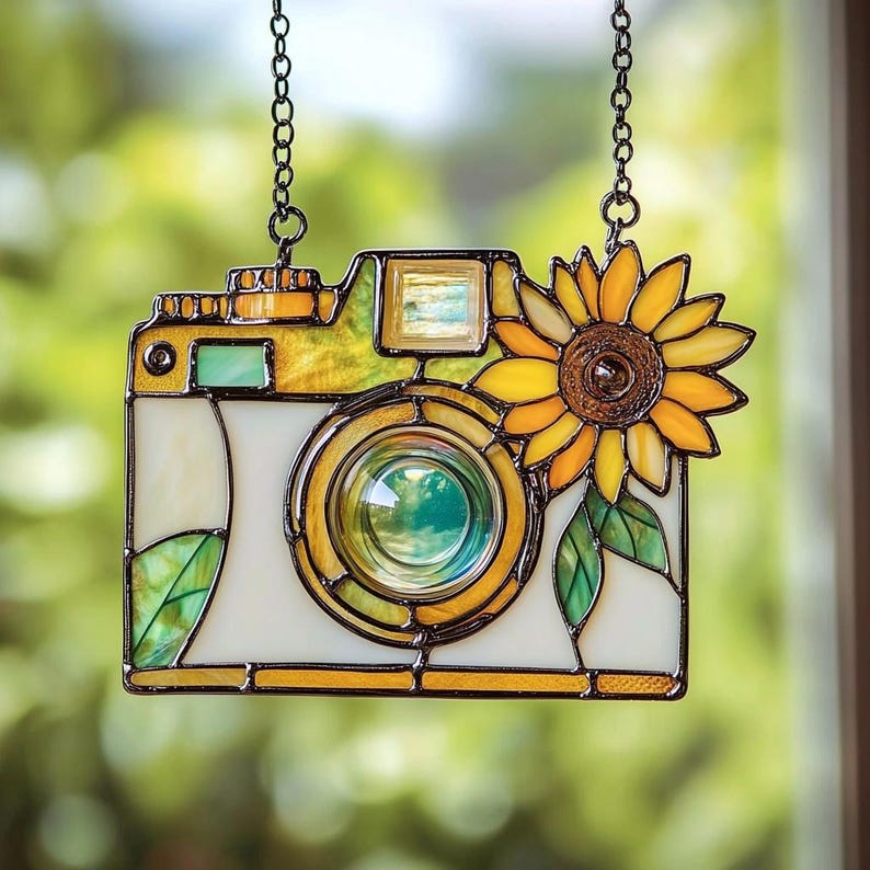 Camera Suncatcher: Stained Glass Photographer Gift, Window Hanging - Etsy