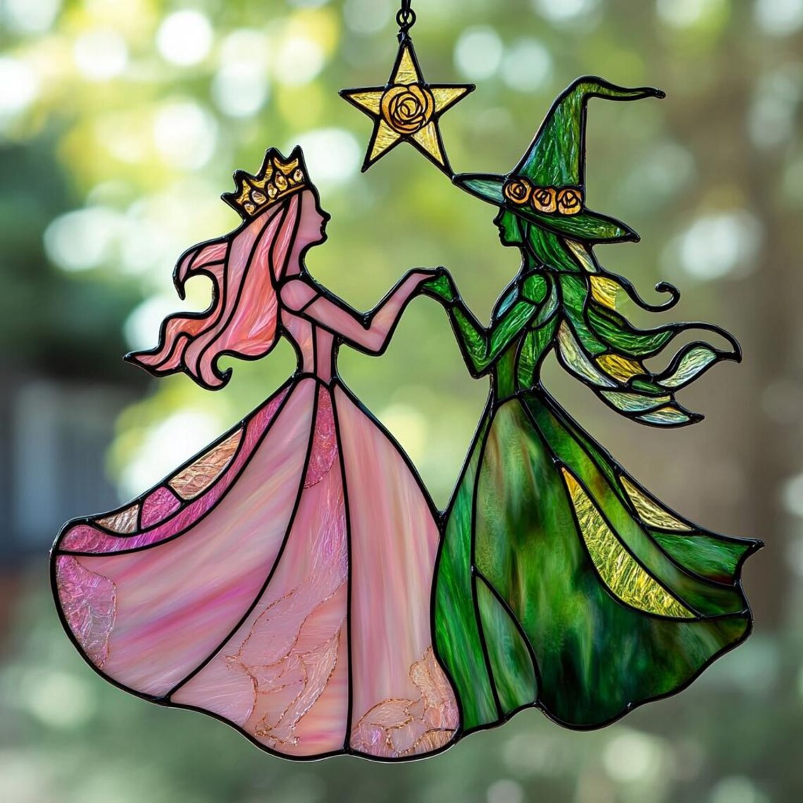 Wicked Musical Suncatcher: Elphaba and Glinda Besties Window Hanging - Etsy