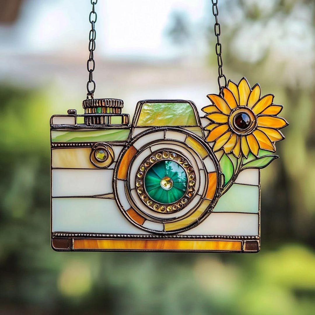 Camera Suncatcher: Stained Glass Photographer Gift, Window Hanging - Etsy