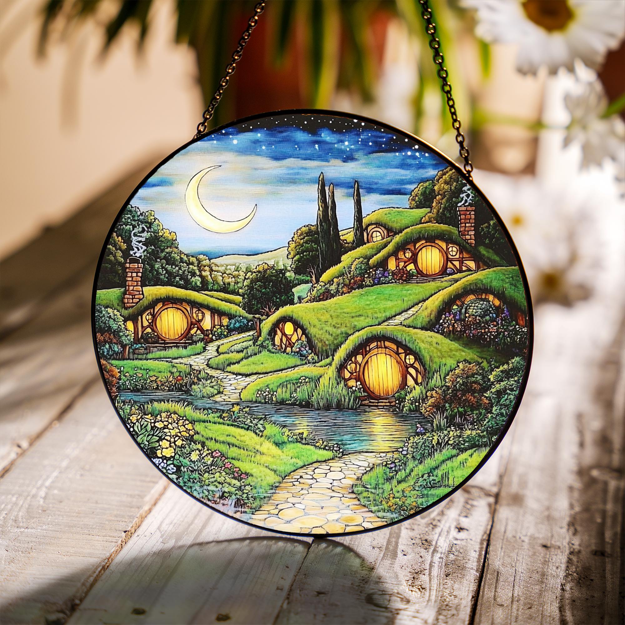 The Shire Hobbit Acrylic Suncatcher Ornament, Stained Glass Movie 2D ...