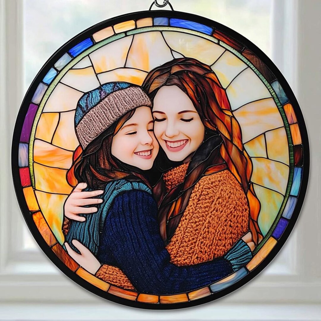 Personalized Portrait Suncatcher: Custom Stained Glass Mom Gift - Etsy