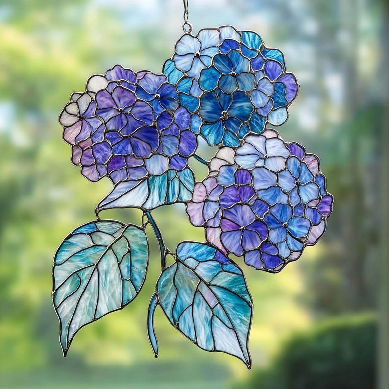 Hydrangea Bouquet Acrylic Suncatcher: Floral Window Hanging - Etsy