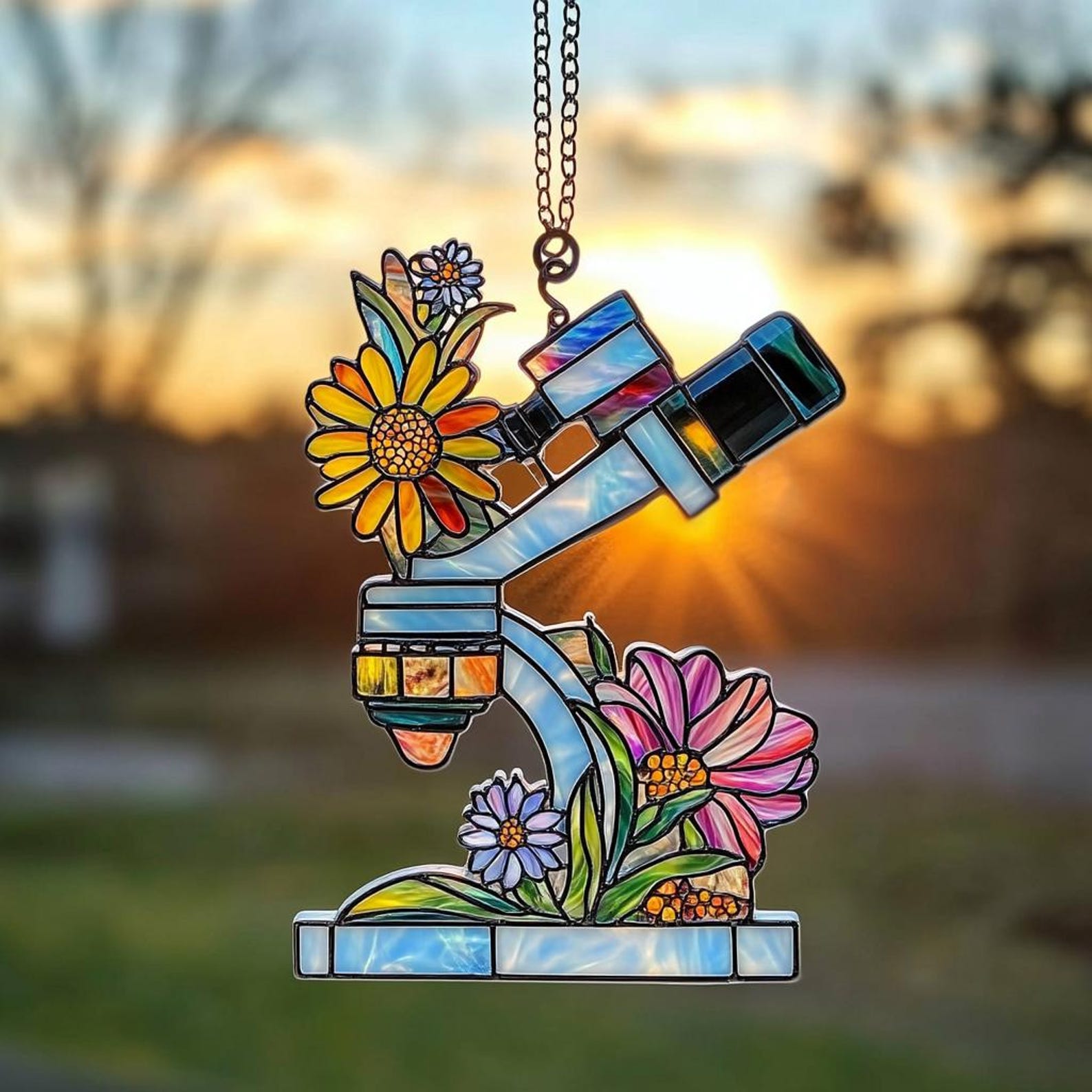 Floral Microscope Acrylic Window Hanging: Stained Glass Inspired Art - Etsy