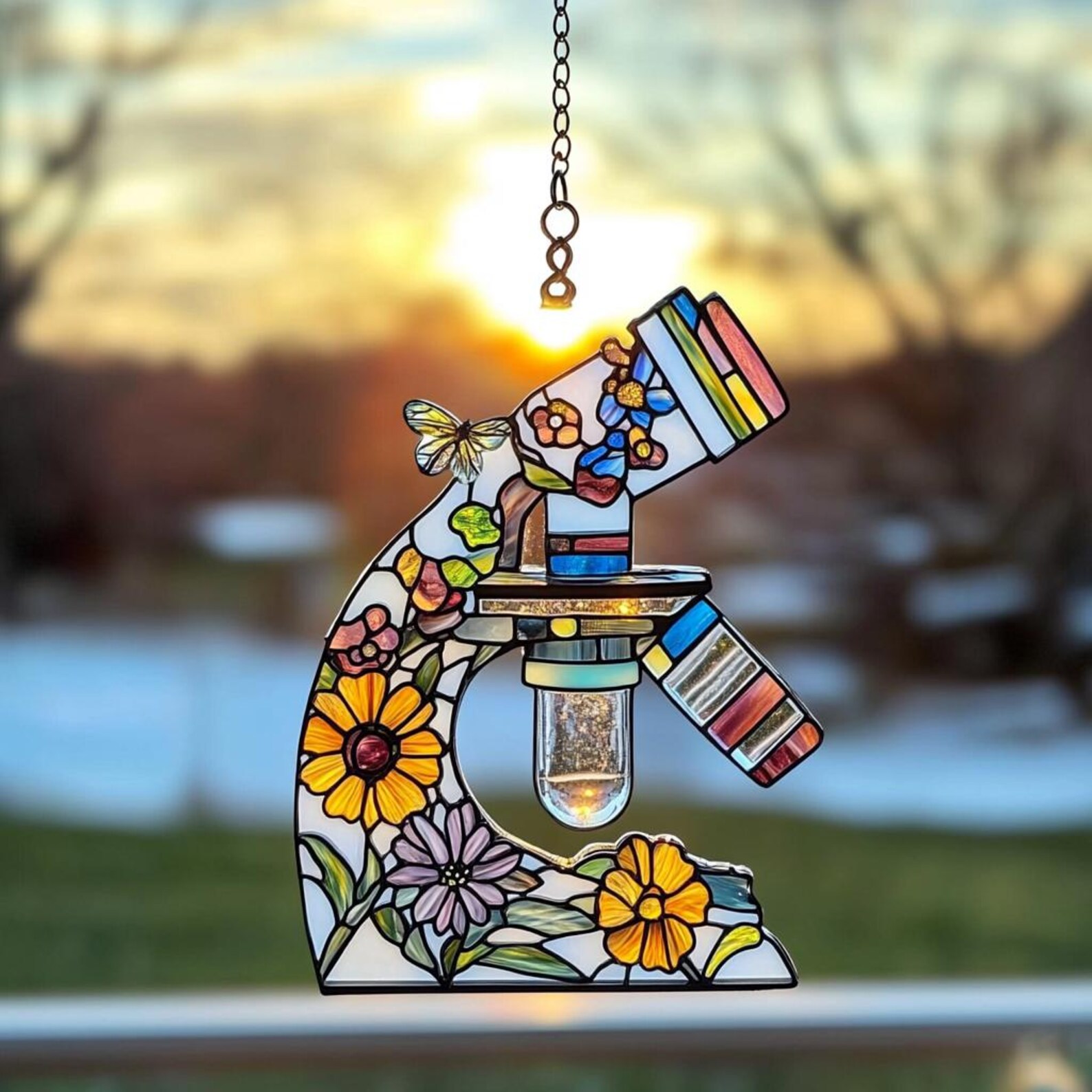 Floral Microscope Acrylic Window Hanging: Stained Glass Inspired Art - Etsy