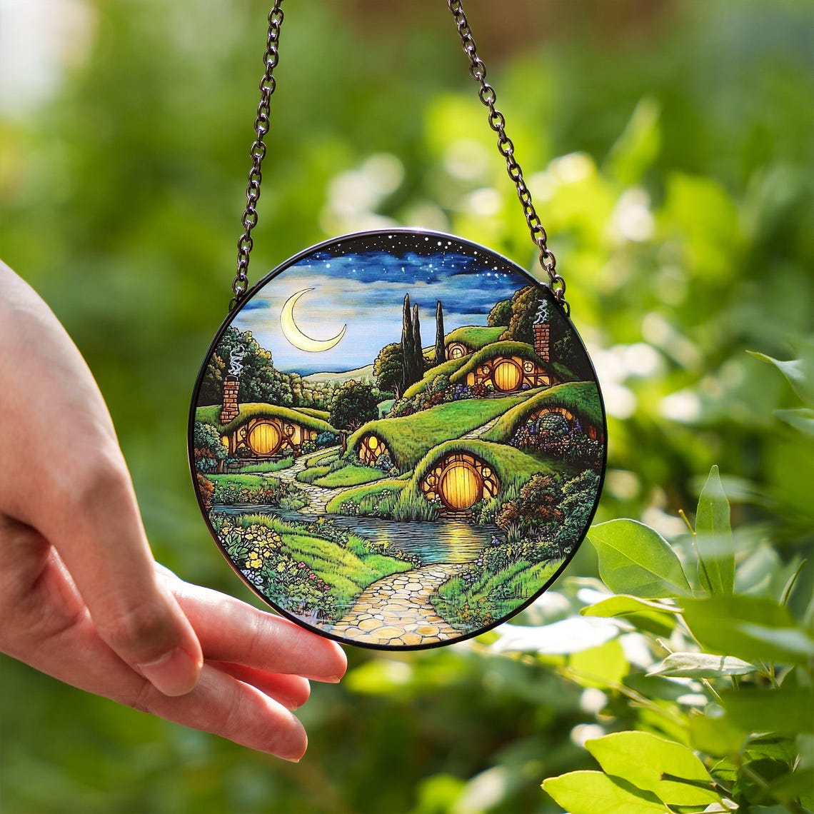 The Shire Hobbit Acrylic Suncatcher Ornament, Stained Glass Movie 2D ...
