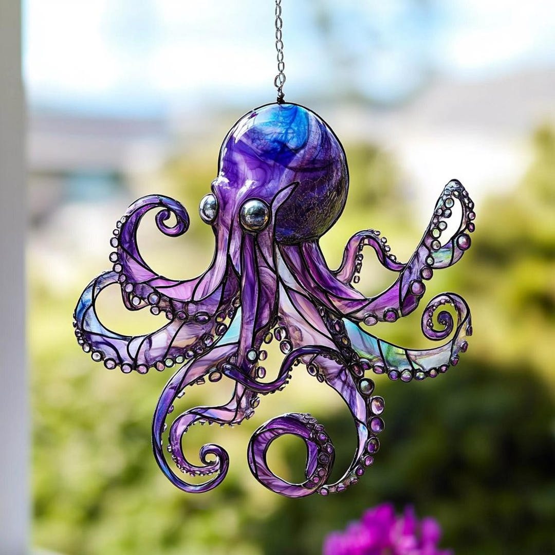 Purple Octopus Suncatcher: Sea Creature Window Hanging - Etsy