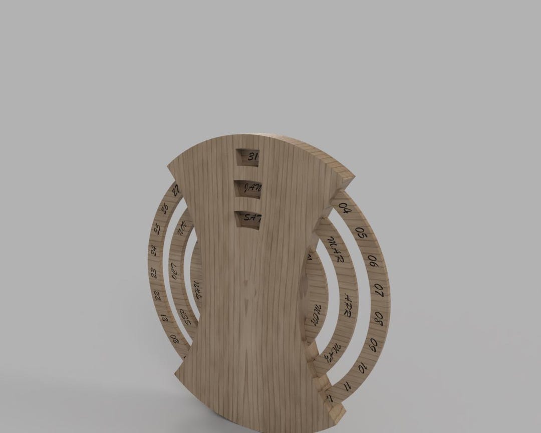 Wooden Perpetual Calendar DXF, F360 | Rotatable CNC & Laser Cut File ...
