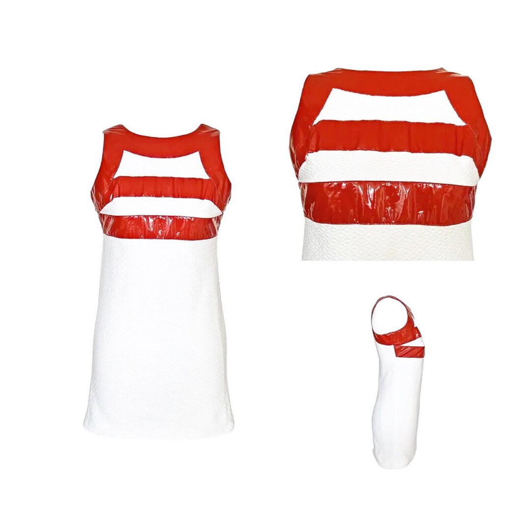 1960's Vintage Red/white Mini Scooter Pvc Gogo Dress - Etsy
