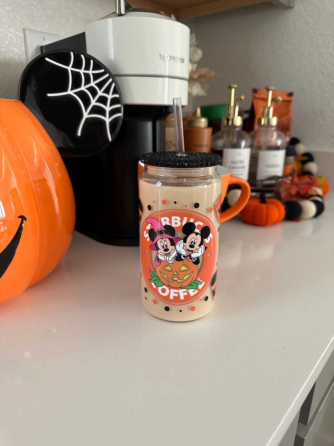 Disney Halloween Glass Cup | Coffee Cup | Spooky Coffee Cup | Mickey ...
