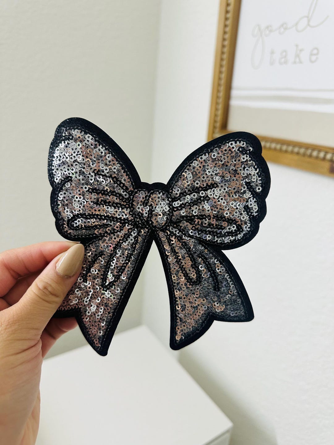 Black Bow Patches Side Bow Patches Sequin Bow Iron on Patches - Etsy