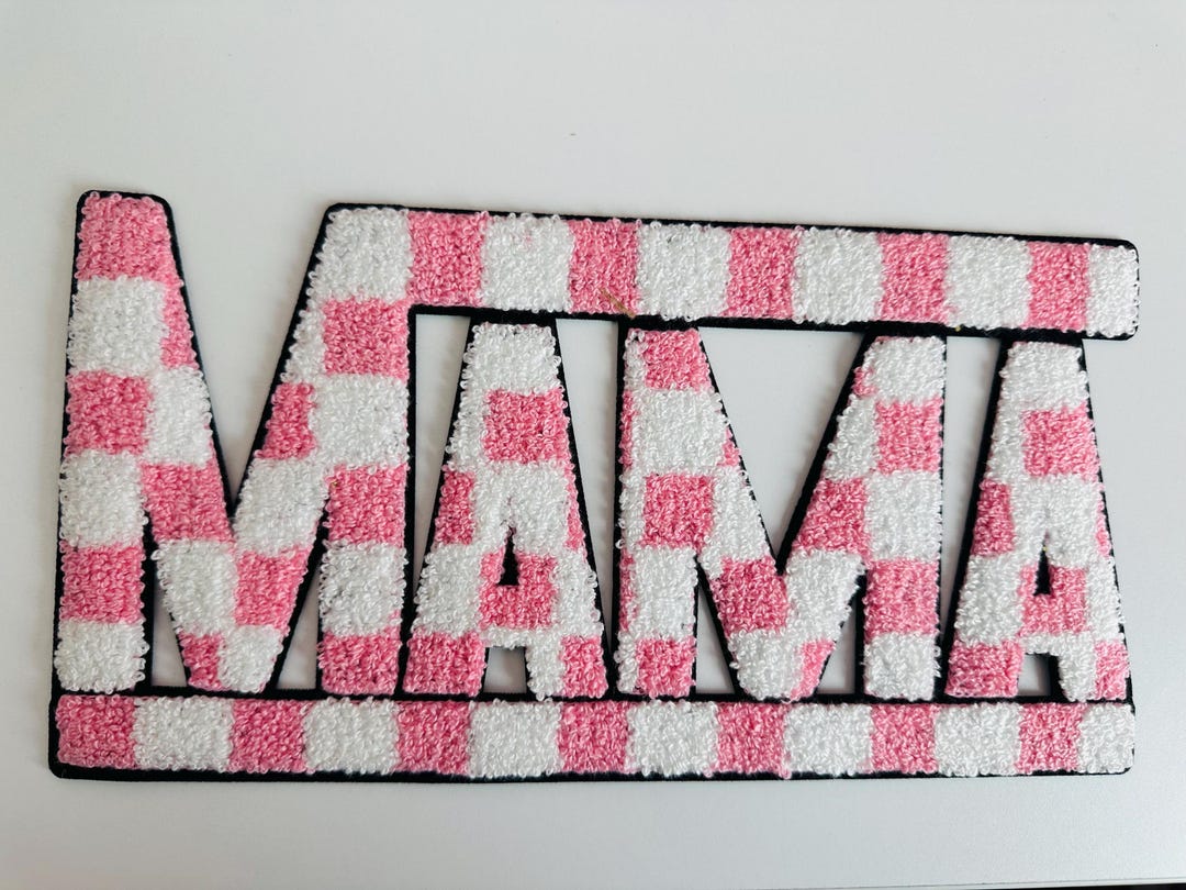 Mama Checkered Patches | Chenille Patches | Large Patches | Iron on ...