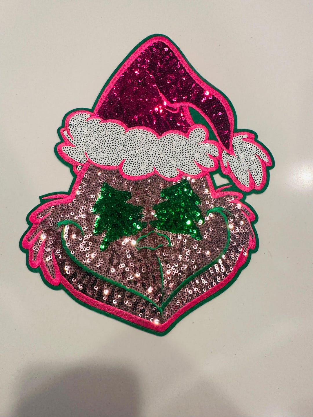 Grinch Iron on Patches | Christmas Patch | Iron on Patches | Sequins Iron on Patch | Pink Grinch ...