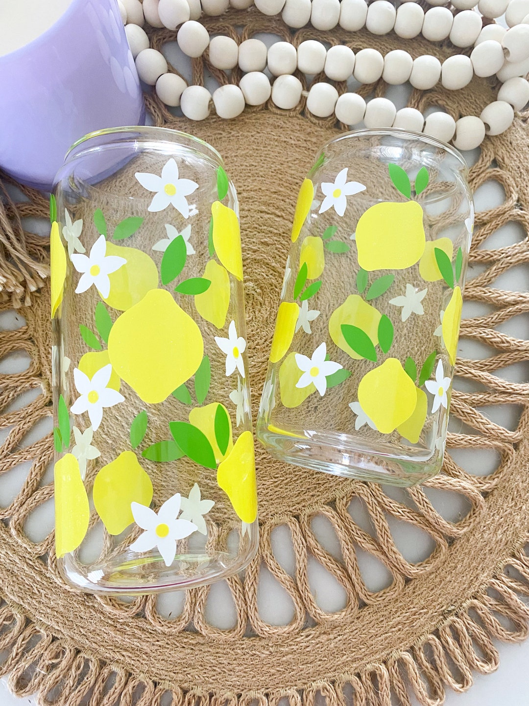 Lemon Glass Cup Fruit Cup Iced Coffee Cup - Etsy