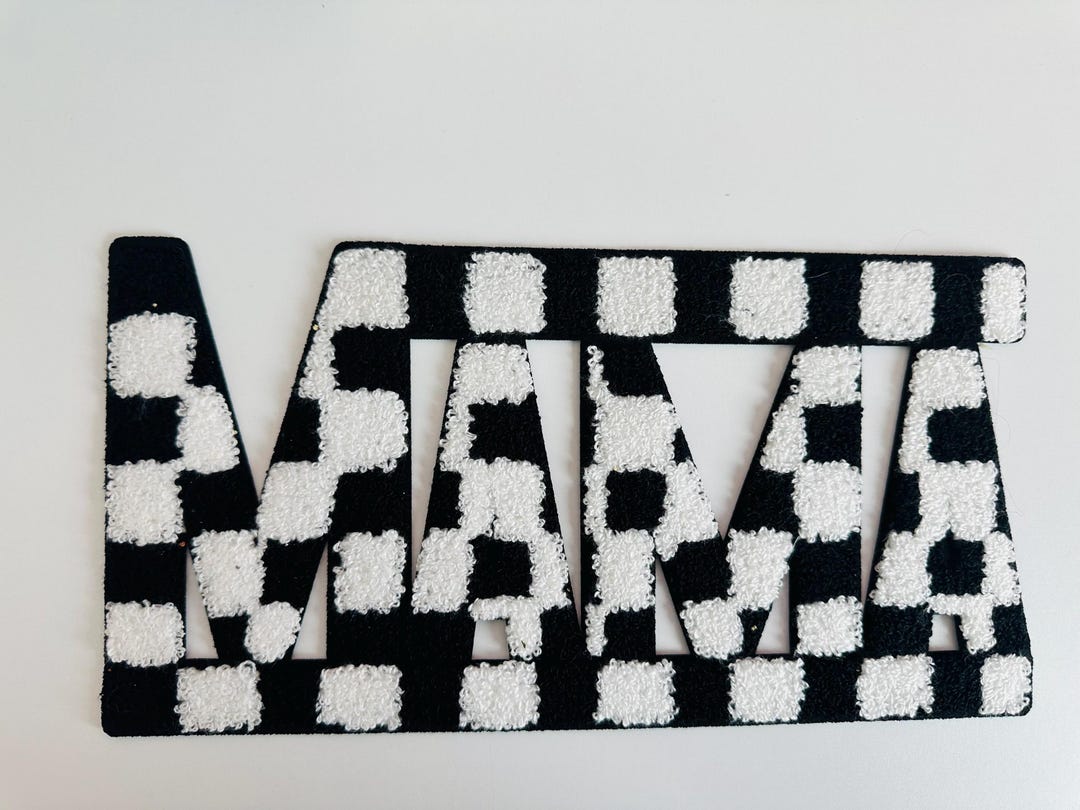 Mama Checkered Patches | Chenille Patches | Large Patches | Iron on ...