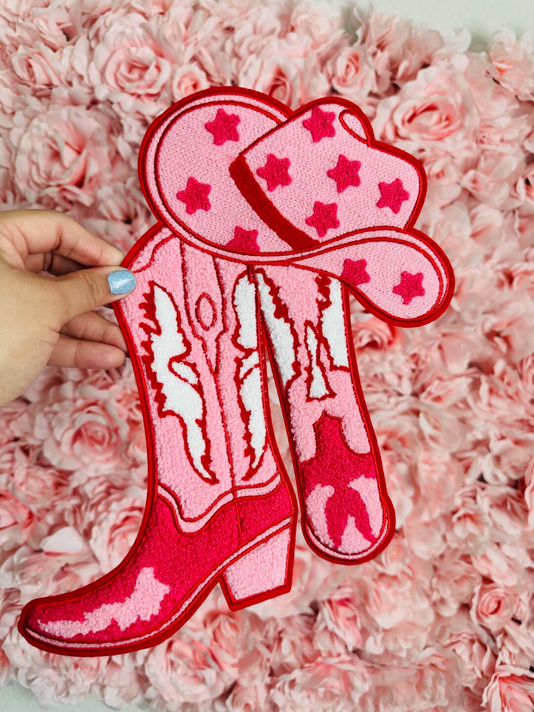 Cowgirl Patches | Chenille Patches | Large Patches | Iron on Patches | Sweater Patches | Pink ...
