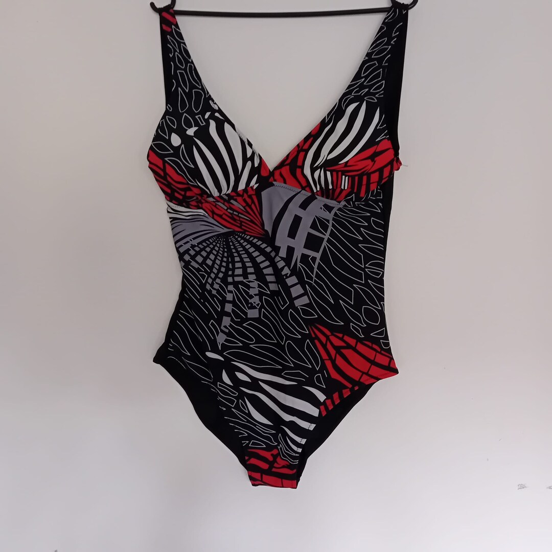 Vintage Large Abstract Print Swimsuit - Etsy