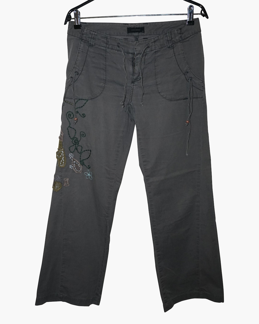 Vintage Gray Wide Leg Knitted Roses Cotton Pants - Etsy