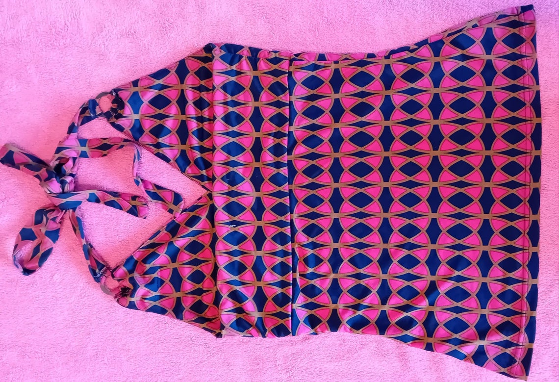 VINTAGE Tankini Swimsuit Tankini Top 90s Blue Purple Gold Tankini - Etsy