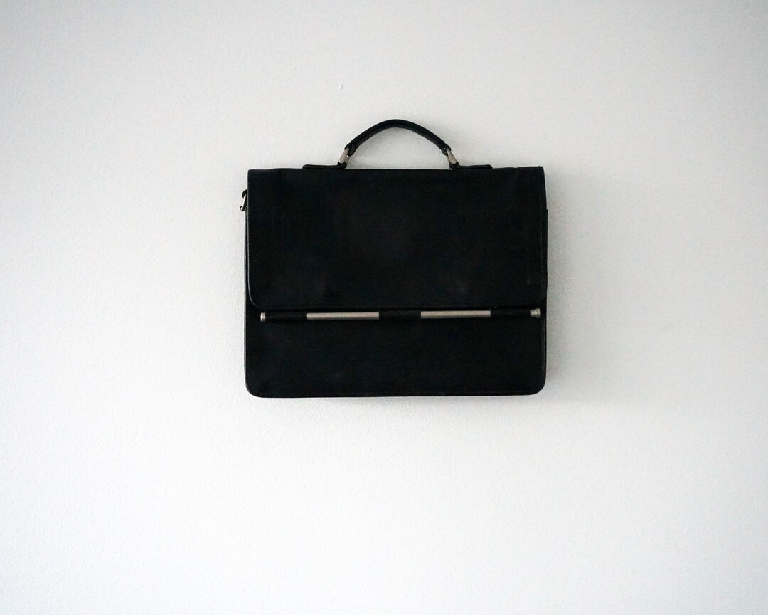 Vintage Quality Black Sturdy Leather Briefcase Bag - Etsy