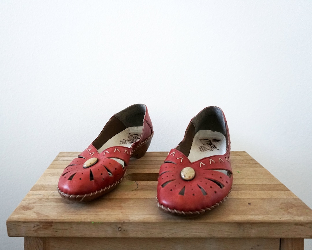 Vintage Red Leather Shoes - Etsy