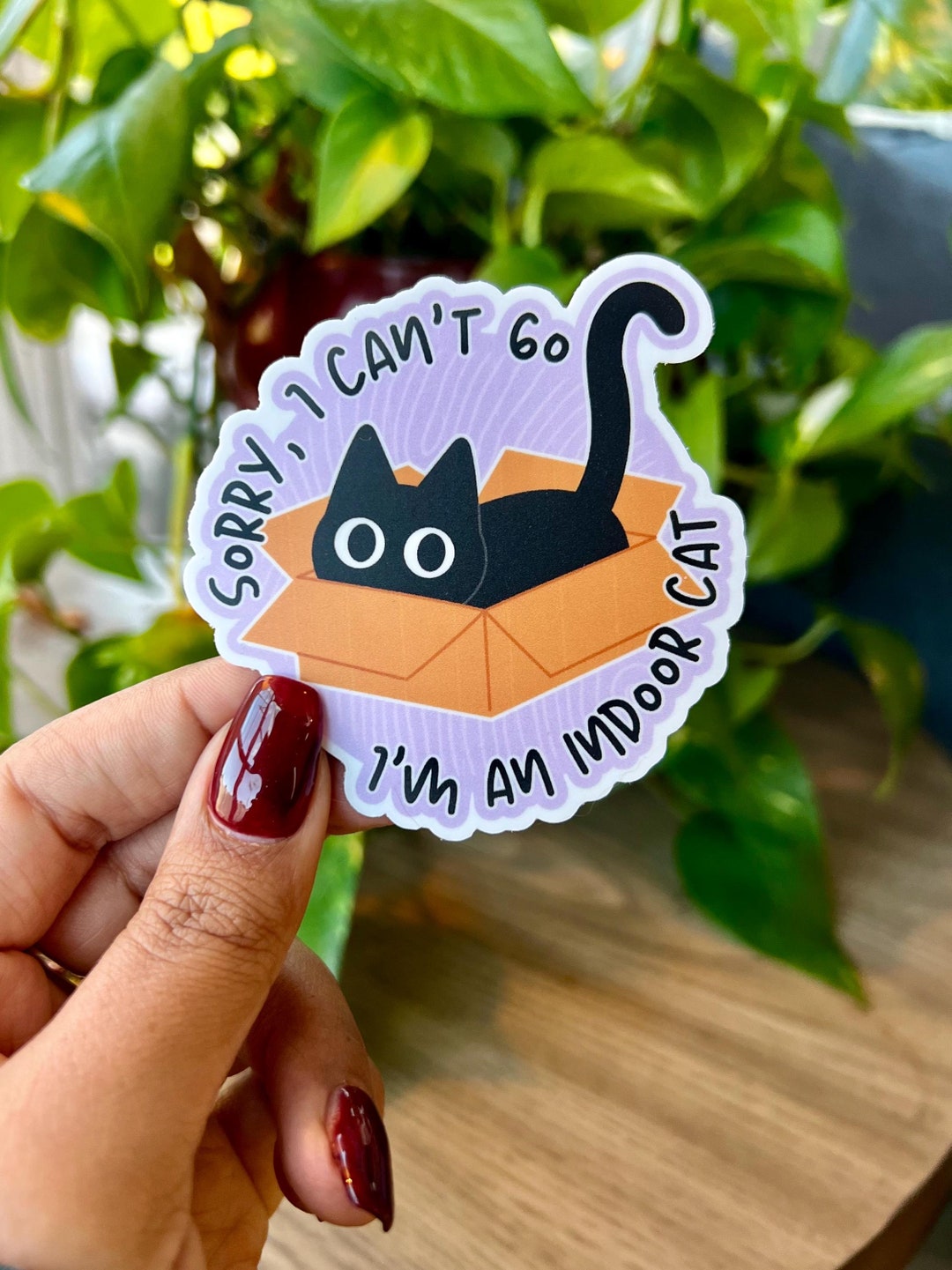Cute Cat Sticker, Purple Cat Lady Laptop Sticker, Introvert Kindle ...