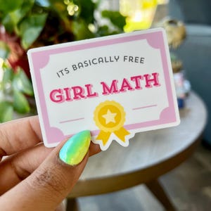 Girl Math Sticker, Millenial 90s Kid Laptop Decal, Pink Waterproof ...