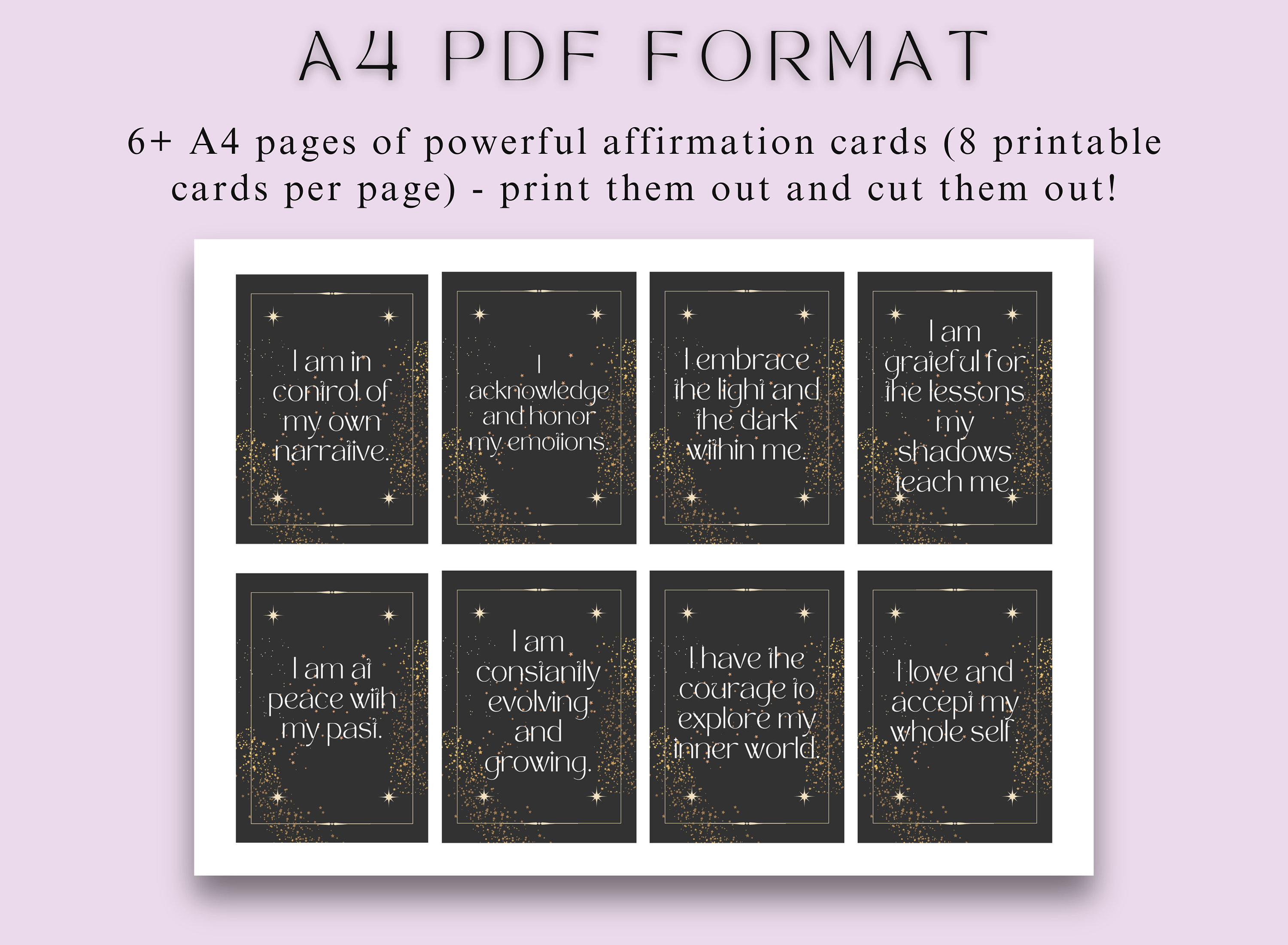 Shadow Work Affirmation Cards, Printable Positive Affirmation Cards ...